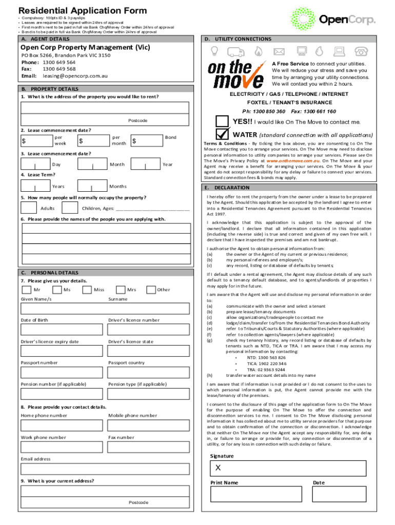 Fillable Online Residential Application Form XX - Greatrex Property Fax ...