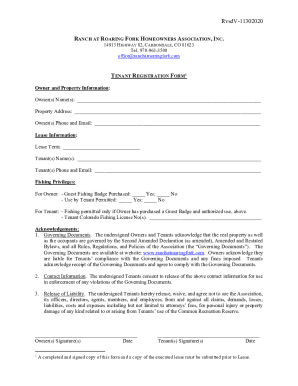 Fillable Online 20201130 Tenant Registration Form Fax Email Print ...
