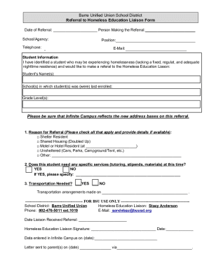 Fillable Online Referral to Homeless Education Liaison Form Fax Email ...