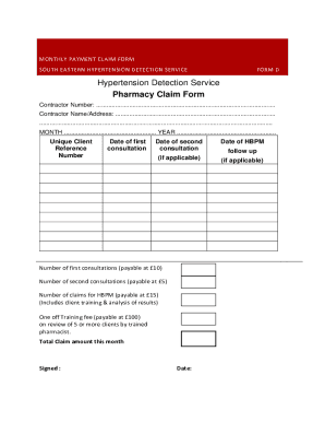 Fillable Online MONTHLY PAYMENT CLAIM FORM Fax Email Print - pdfFiller