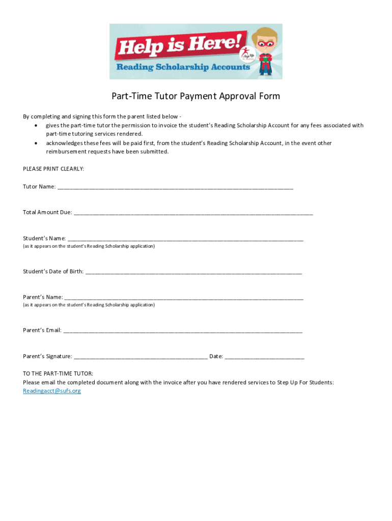 Fillable Online Part-Time Tutor Payment Approval Form Fax Email Print ...