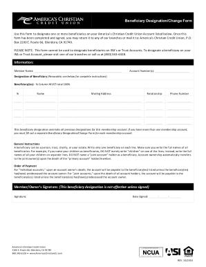 Fillable Online Use this form to designate one or more beneficiaries on ...