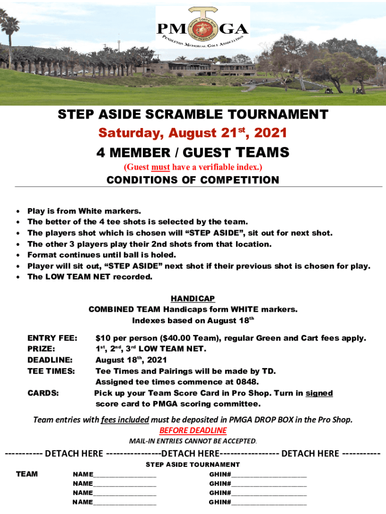 Fillable Online STEP ASIDE SCRAMBLE TOURNAMENT Fax Email Print - pdfFiller
