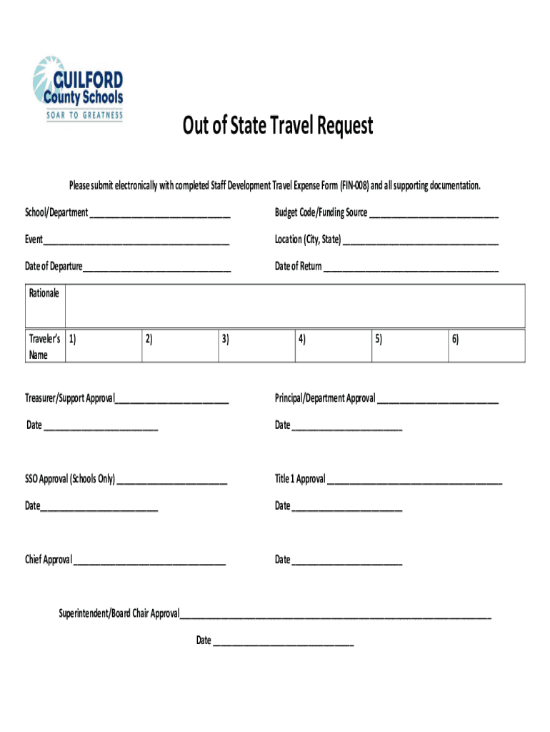 Fillable Online Service Provider Out of State Travel Request Form ...