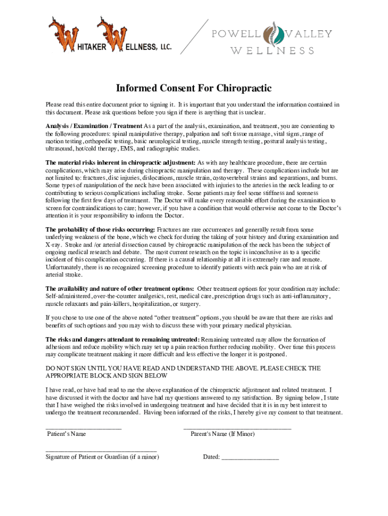 Fillable Online Informed Consent Chiro.doc Fax Email Print - pdfFiller