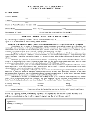 INSURANCE AND CONSENT Doc Template | pdfFiller