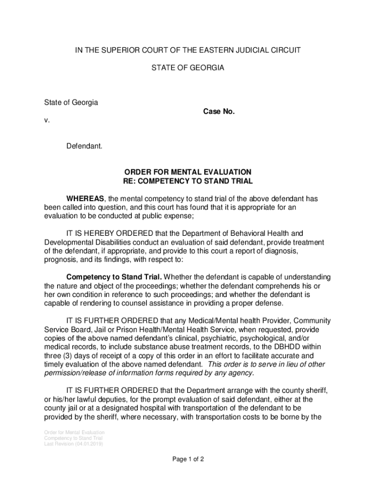 Fillable Online Competence to Stand Trial - American Academy of ...