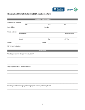 Fillable Online ci ac New Zealand-China Scholarship 2021 Application Form Fax Email Print ...