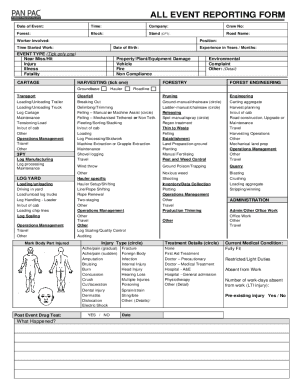 Fillable Online All Event Reporting Form Fax Email Print - pdfFiller