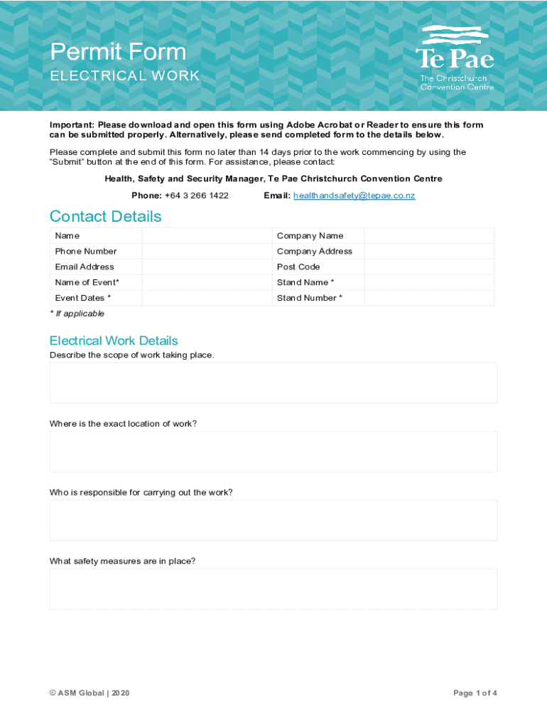Fillable Online Permit Form - Electrical Work Fax Email Print - pdfFiller