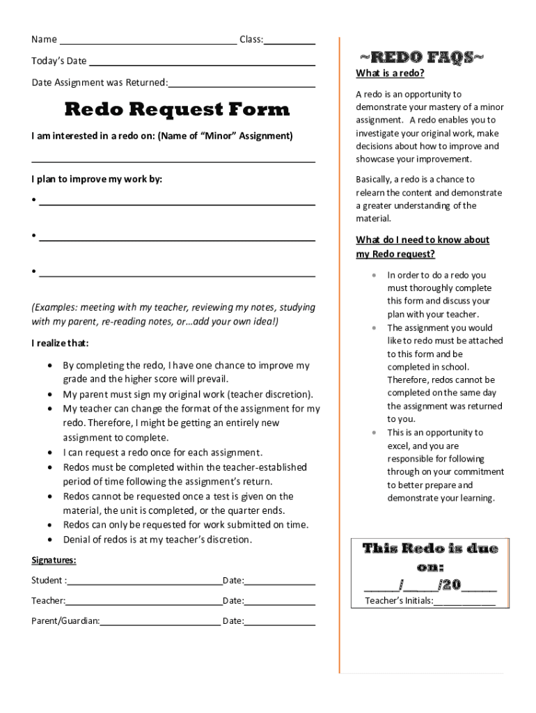 Fillable Online parkvillems bcps Redo Request Form - Parkville Middle ...