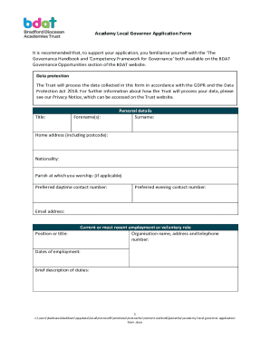 Fillable Online Academy Local Governor Application Form Fax Email Print ...