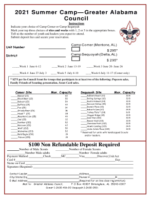 Fillable Online Camp Comer - Greater Alabama Council Fax Email Print ...