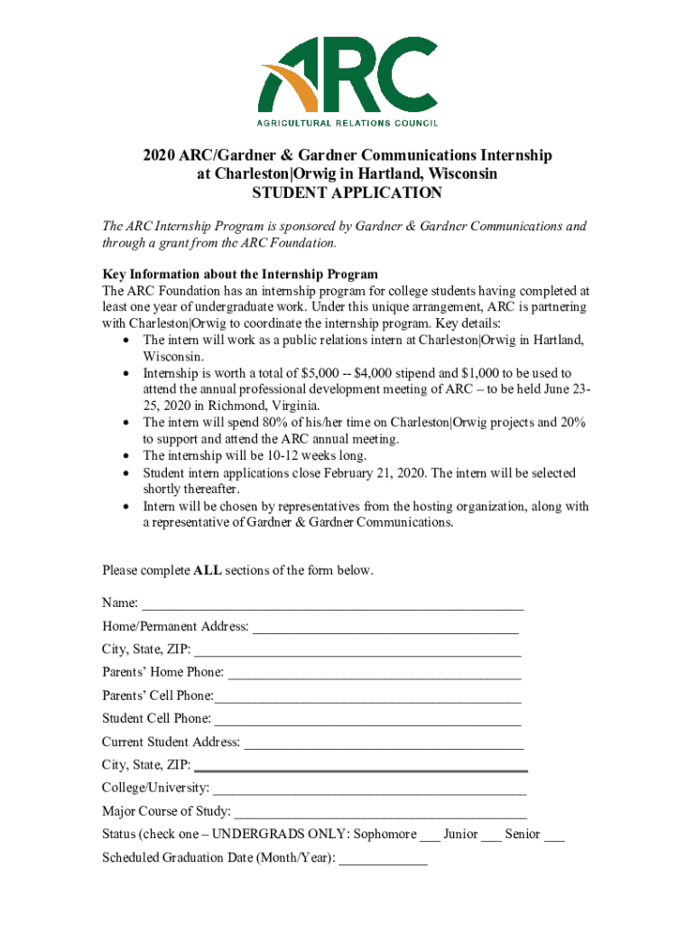Fillable Online 2020 Intern Candidate Appliacation Fillable Form Fax ...