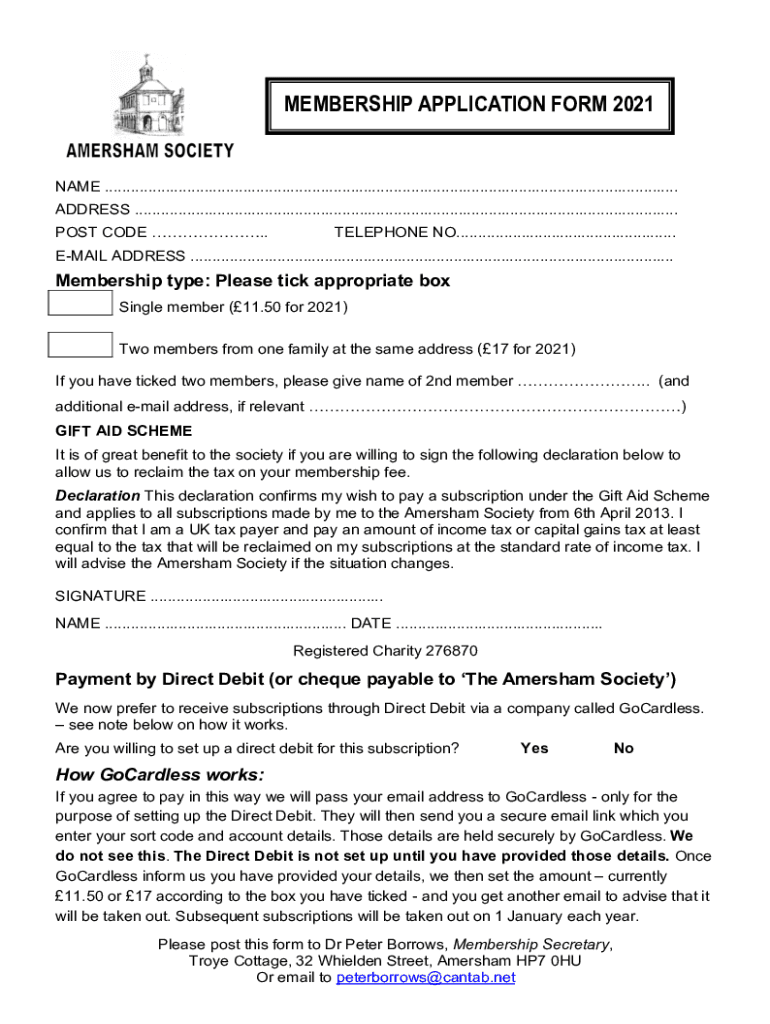 Fillable Online Fill - Free fillable 2020-21 Membership Application PDF ...