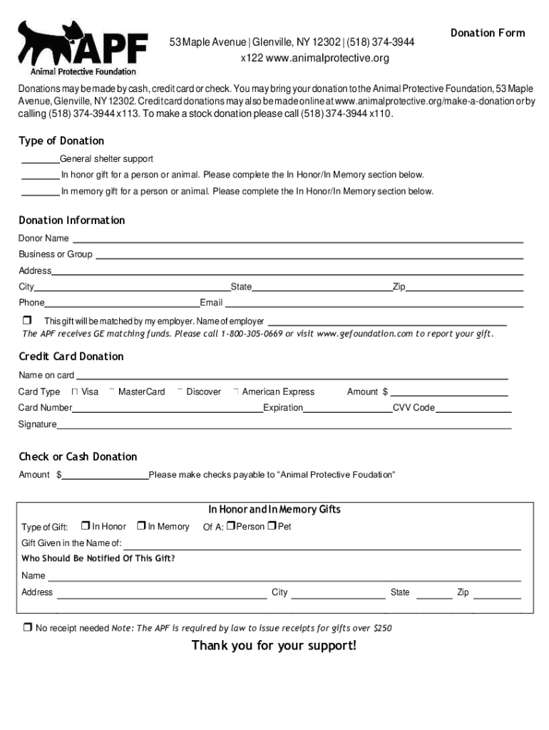 Fillable Online Note: The APF is required by law to issue receipts for ...