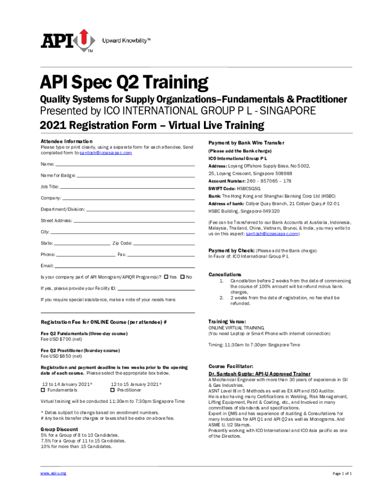 Fillable Online API Spec Q2 FundamentalsISO 9001GroupAPI Spec Q2 ...