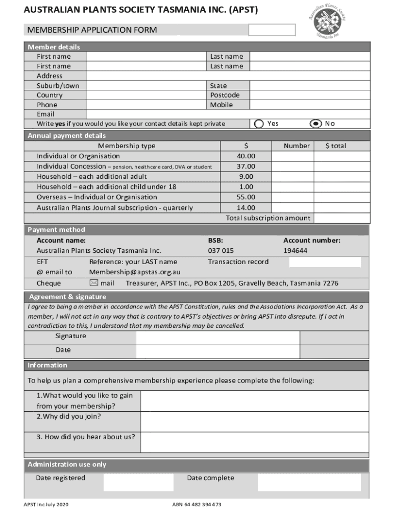 Fillable Online APST Membership Application Form Jul 2020-2.docx Fax ...