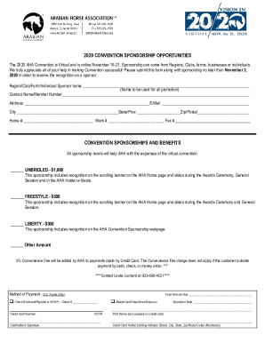 Fillable Online 2020 Convention - Sponsorship Form Fax Email Print ...