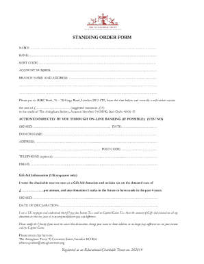 Fillable Online STANDING ORDER FORM EM 25.11.20 Fax Email Print - pdfFiller