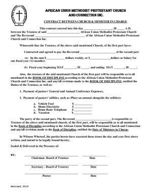 Fillable Online 24 NEW PASTOR'S CONTRACT FORM Fax Email Print - pdfFiller