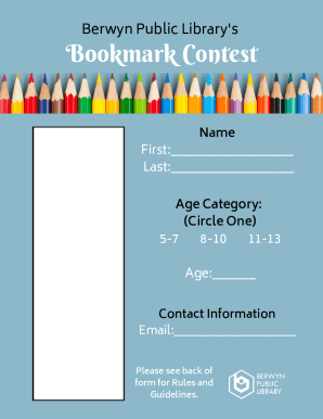 Fillable Online Bookmark Contest Form Fall 2020 Fax Email Print - pdfFiller