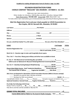 Fillable Online REUNION REGISTRATION FORM 2021 Columbus - Fort Benning ...