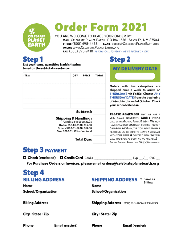 Fillable Online Order Form 2021 Fax Email Print - pdfFiller