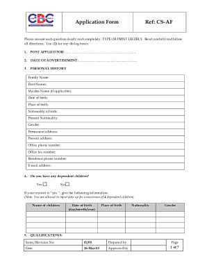 Fillable Online Application Form Ref: CS-AF - Comesa Business Council ...
