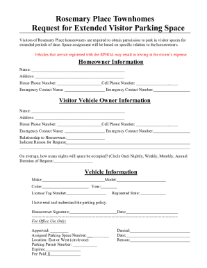 Fillable Online VEHICLES AND PARKING PARKING REGISTRATION FORMS ...