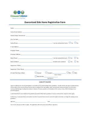 Fillable Online Guaranteed Ride Home Registration Form - iCommute Fax ...