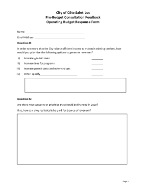 Fillable Online Operating Budget Form Fax Email Print - pdfFiller