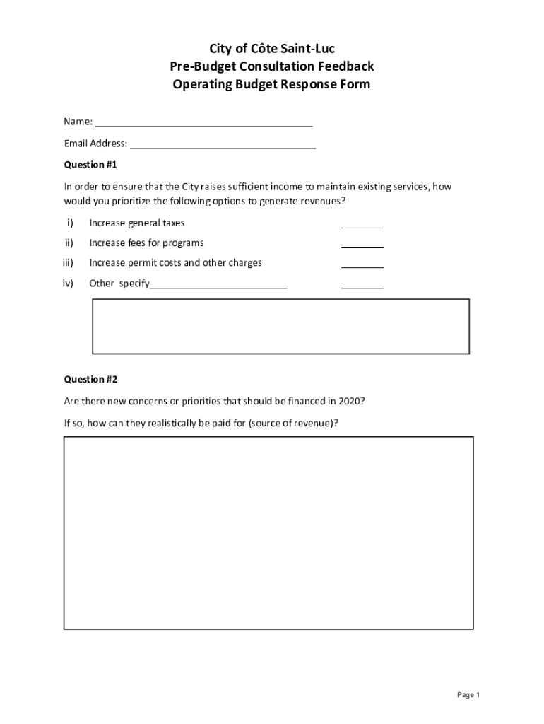 Fillable Online Operating Budget Form Fax Email Print - pdfFiller