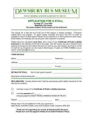 Fillable Online June Stall Booking Form 2021 v1.1 Fax Email Print ...