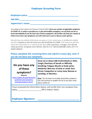 Fillable Online Employee Screening Form.docx Fax Email Print - pdfFiller