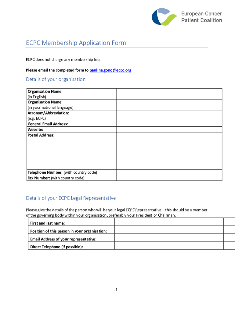 Fillable Online ECPC Membership Application Form Fax Email Print ...