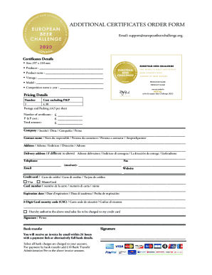 Fillable Online EBC-additional-certificate-order-Form Fax Email Print ...