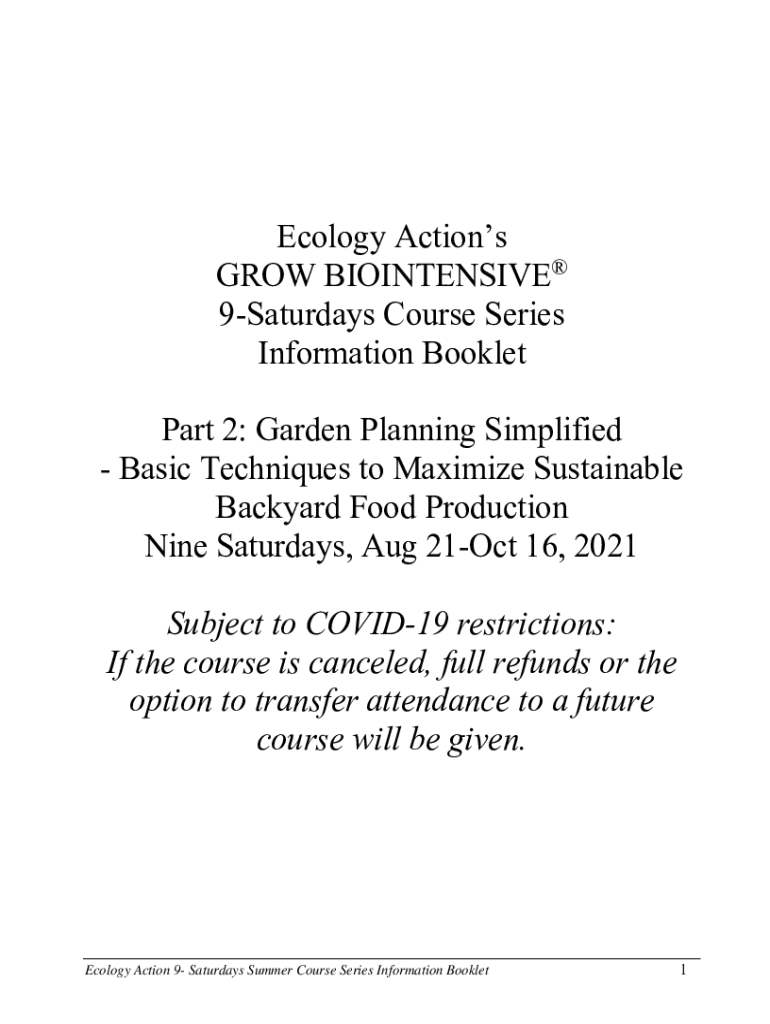 Fillable Online Ecology Actions GROW BIOINTENSIVE Part 2: Garden ...