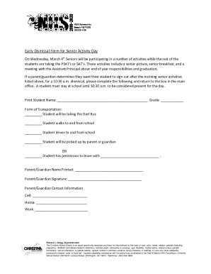 Fillable Online Parent Information / Dismissal Forms and Procedures Fax ...