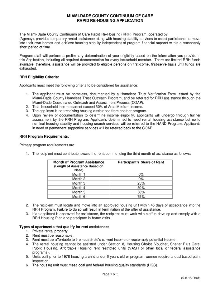 Fillable Online MIAMI-DADE COUNTY CONTINUUM OF CARE RAPID RE-HOUSING ...