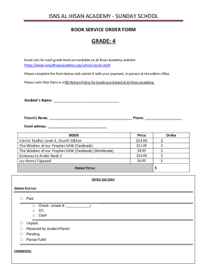 Fillable Online BOOK SERVICE ORDER FORM Fax Email Print - pdfFiller
