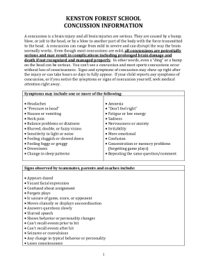 Fillable Online KFS Concussion Form.doc Fax Email Print - pdfFiller