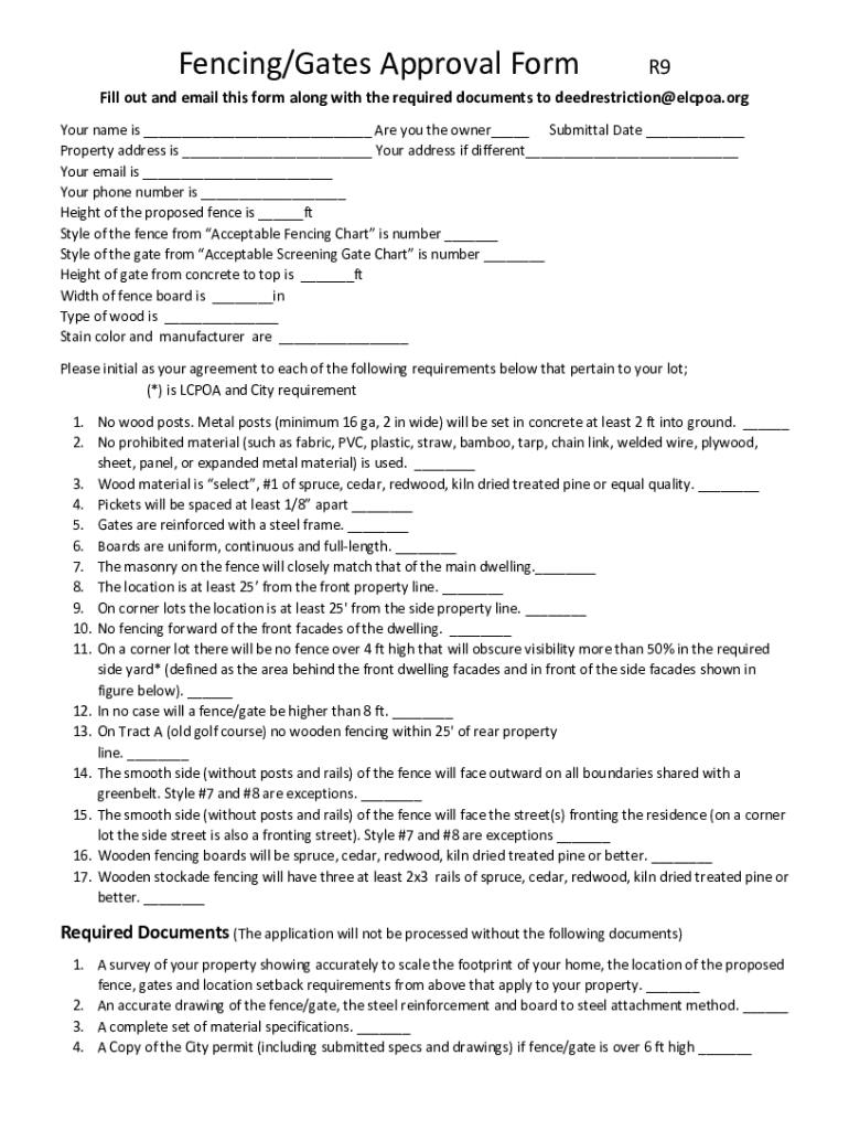 Fillable Online SAMPLE FORM FOR FENCES and WALLS ON PROPERTY LINEFence ...