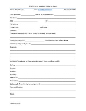 Fillable Online LifeStream Services Referral Form Fax Email Print ...