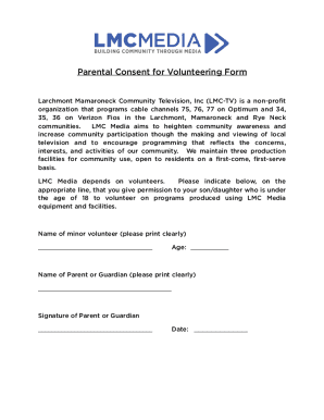 Fillable Online LMC Media Parental Consent For Volunteer Minor Form Fax ...