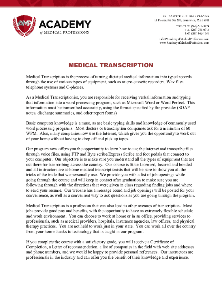 Fillable Online What is Medical Transcription? Everything you need to ...