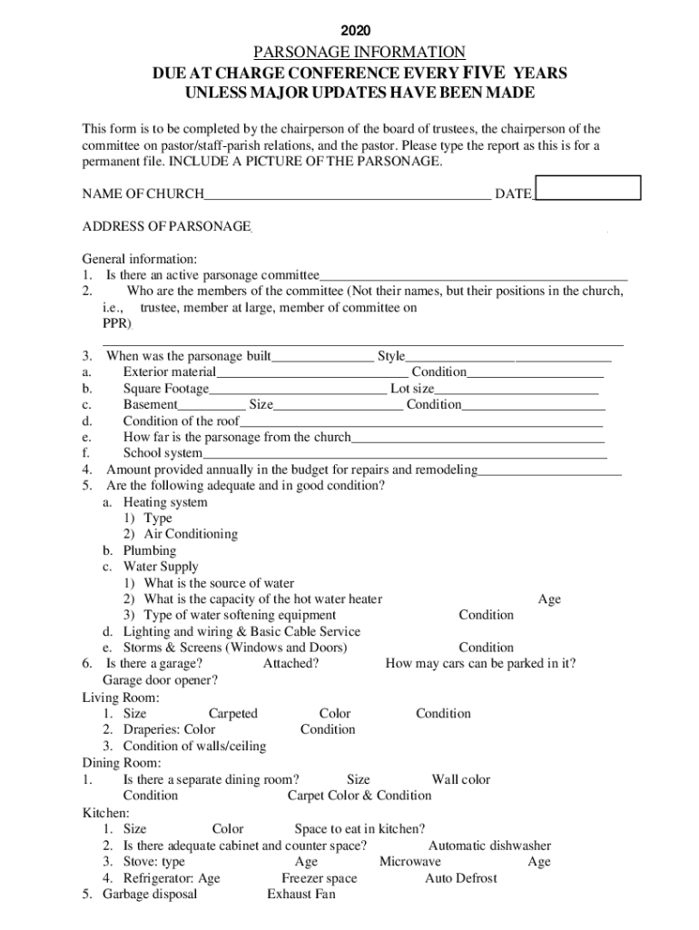 Fillable Online Parsonage Information Sheet Fax Email Print - pdfFiller