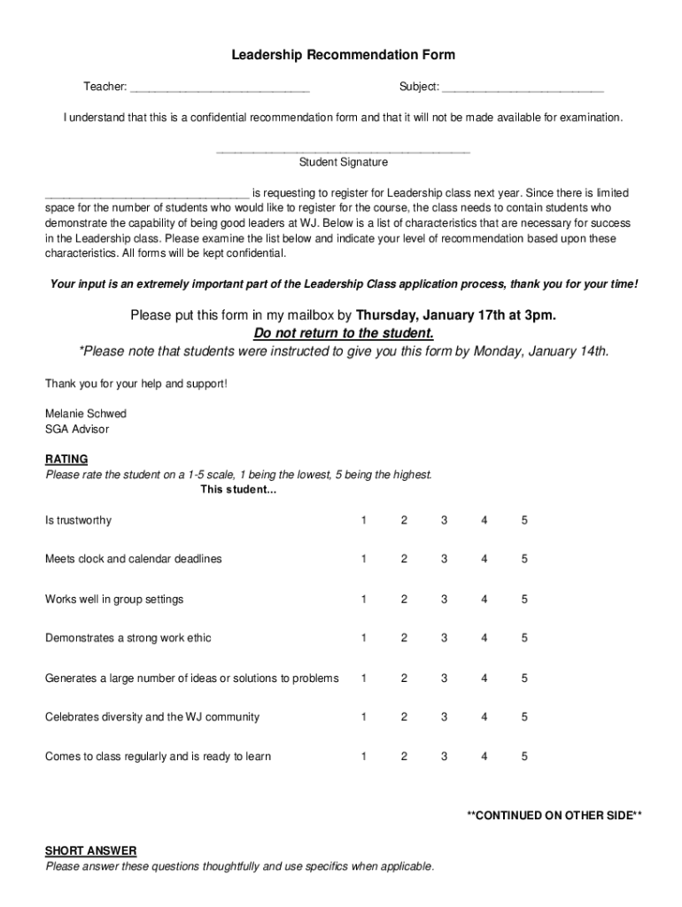 Fillable Online Recommendation Letter for University - Format, Sample ...