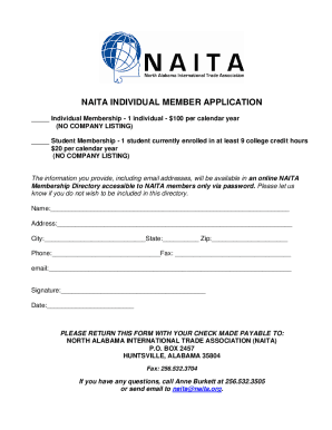 Fillable Online Application Forms - NAITA Fax Email Print - pdfFiller