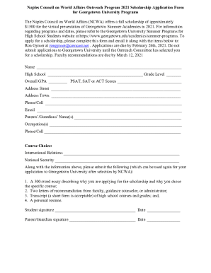 Fillable Online 2021 Scholarship Application Form for Georgetown ...